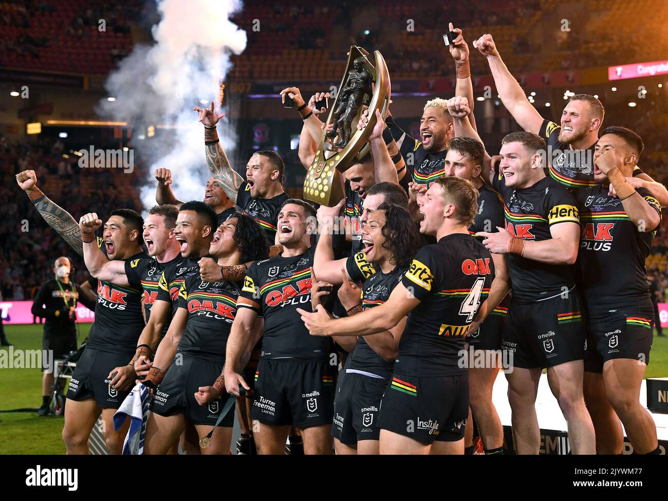 Panthers players celebrate following the NRL Grand Final between the ...