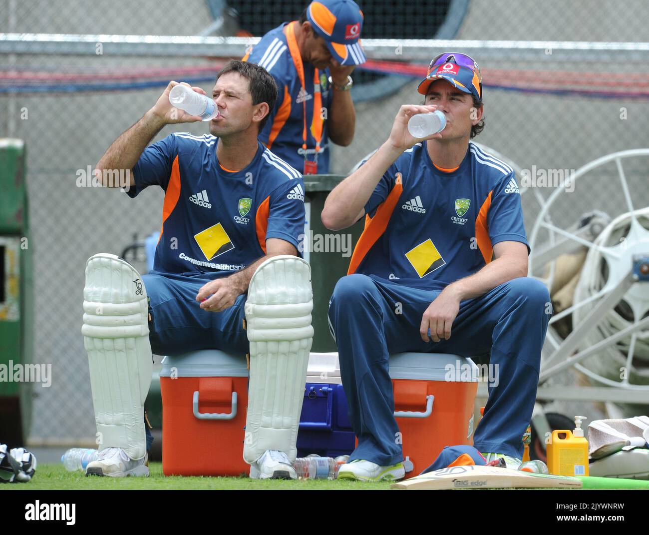 Australian cricketers Ricky Ponting (left) and Marcus North (right ...