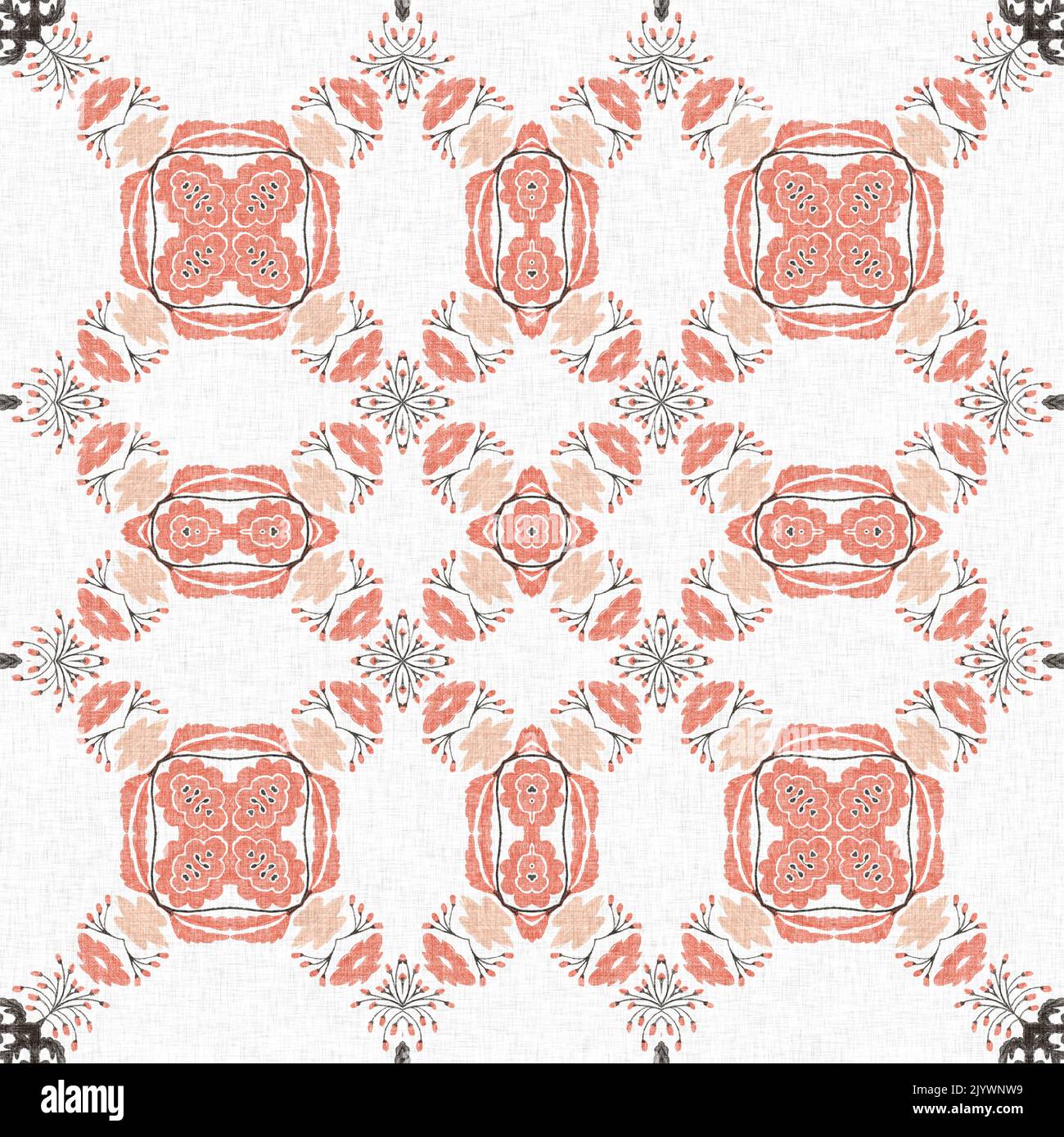 Modern boho geometric floral quilt style seamless pattern. Shabby chic ...