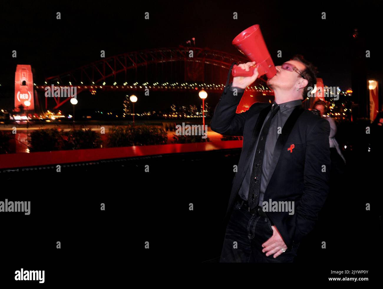 Irish singer Bono launches World Aids Day at the Sydney Opera House in ...