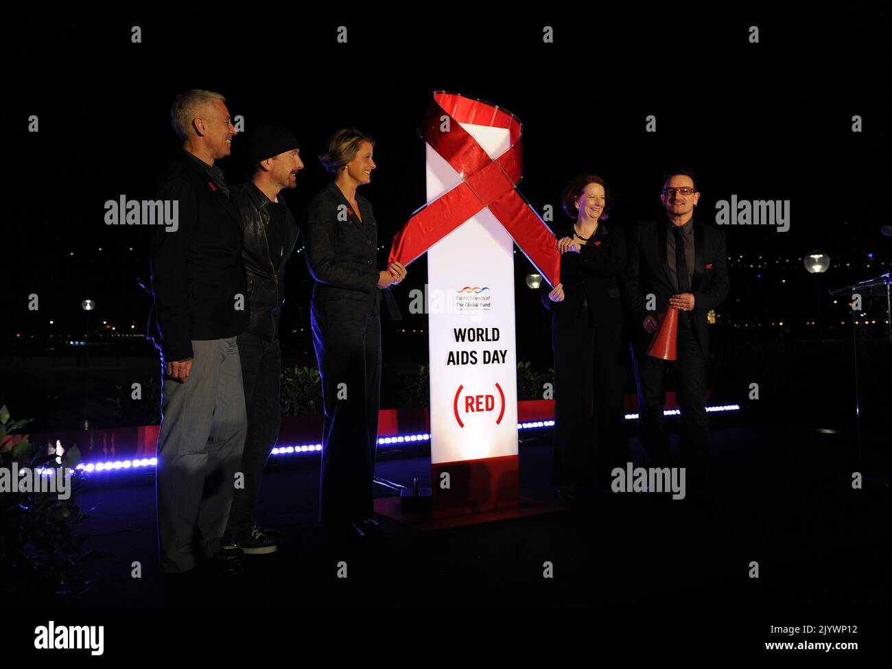 Adam Clayton, The Edge, NSW premier Kristina Keneally, Australian prime ...