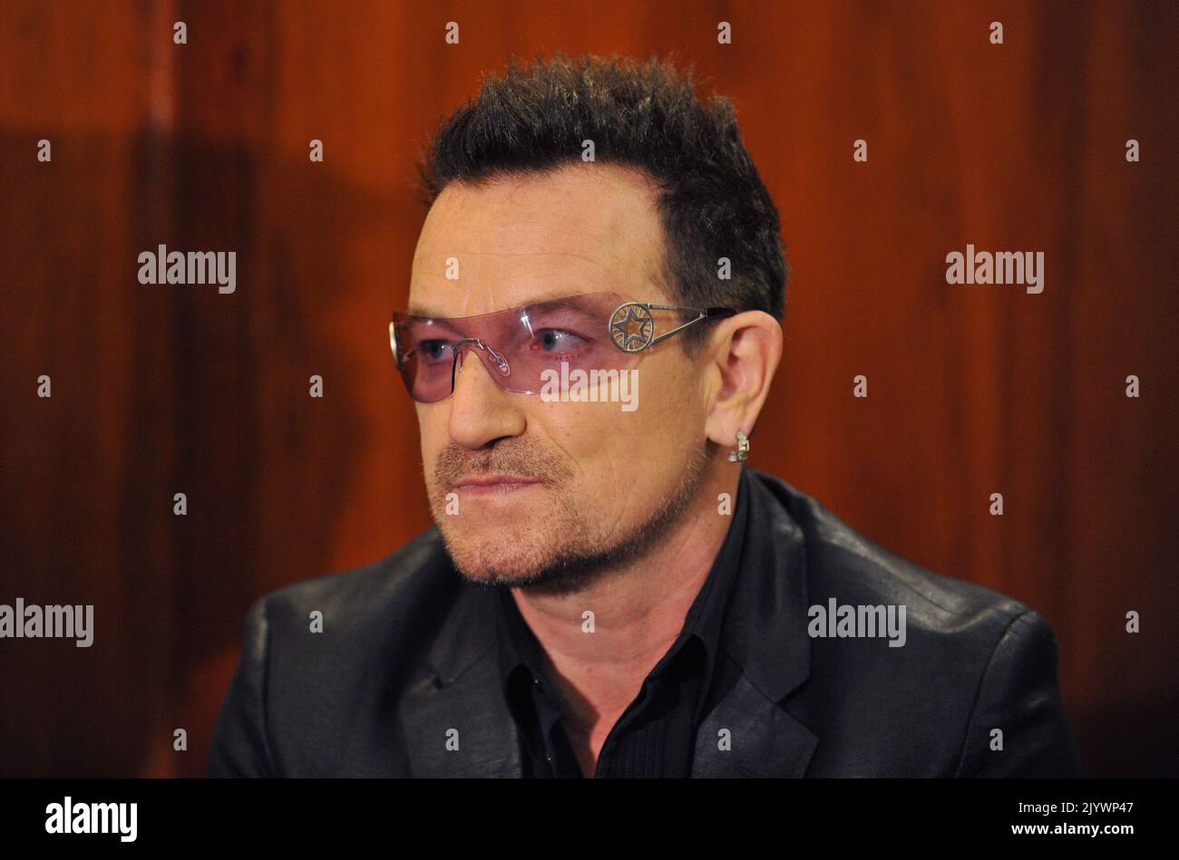 Frontman of the music group U2, Bono, speaks to federal opposition ...