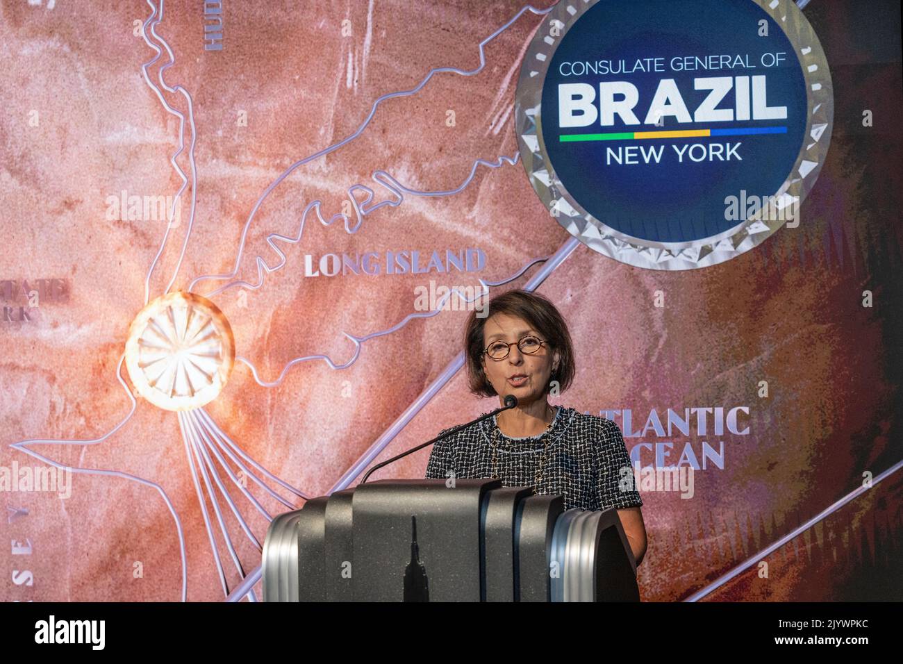 New York, NY - September 7, 2022: Maria Nazareth Farani Azevedo speaks ...