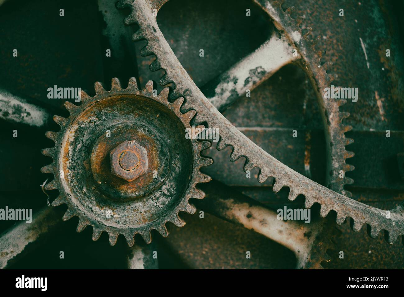 Rusty large gears from old mechanism photographed at close range Stock ...