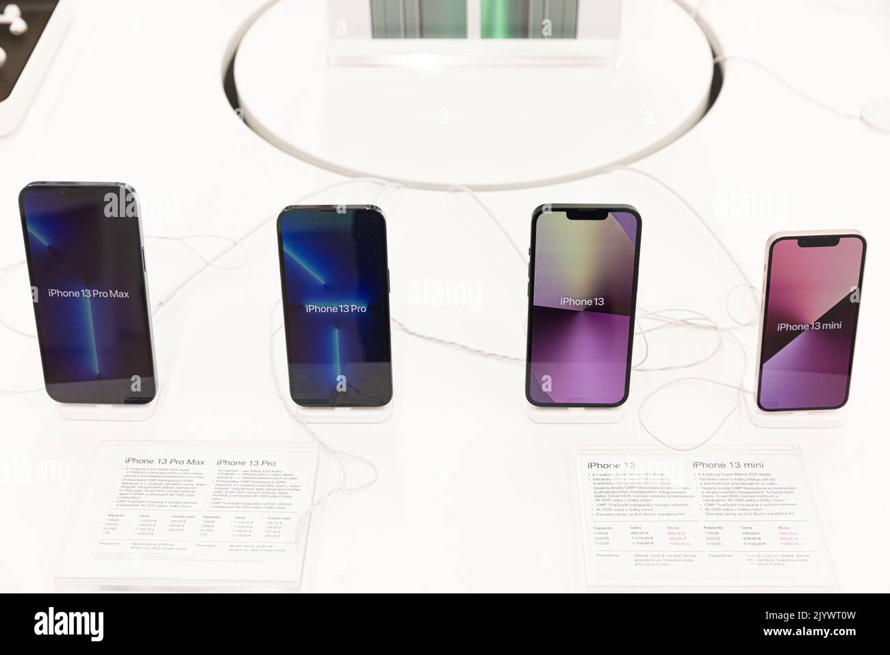 Apple’s iPhone 13 lineup on display inside an electronics store in ...