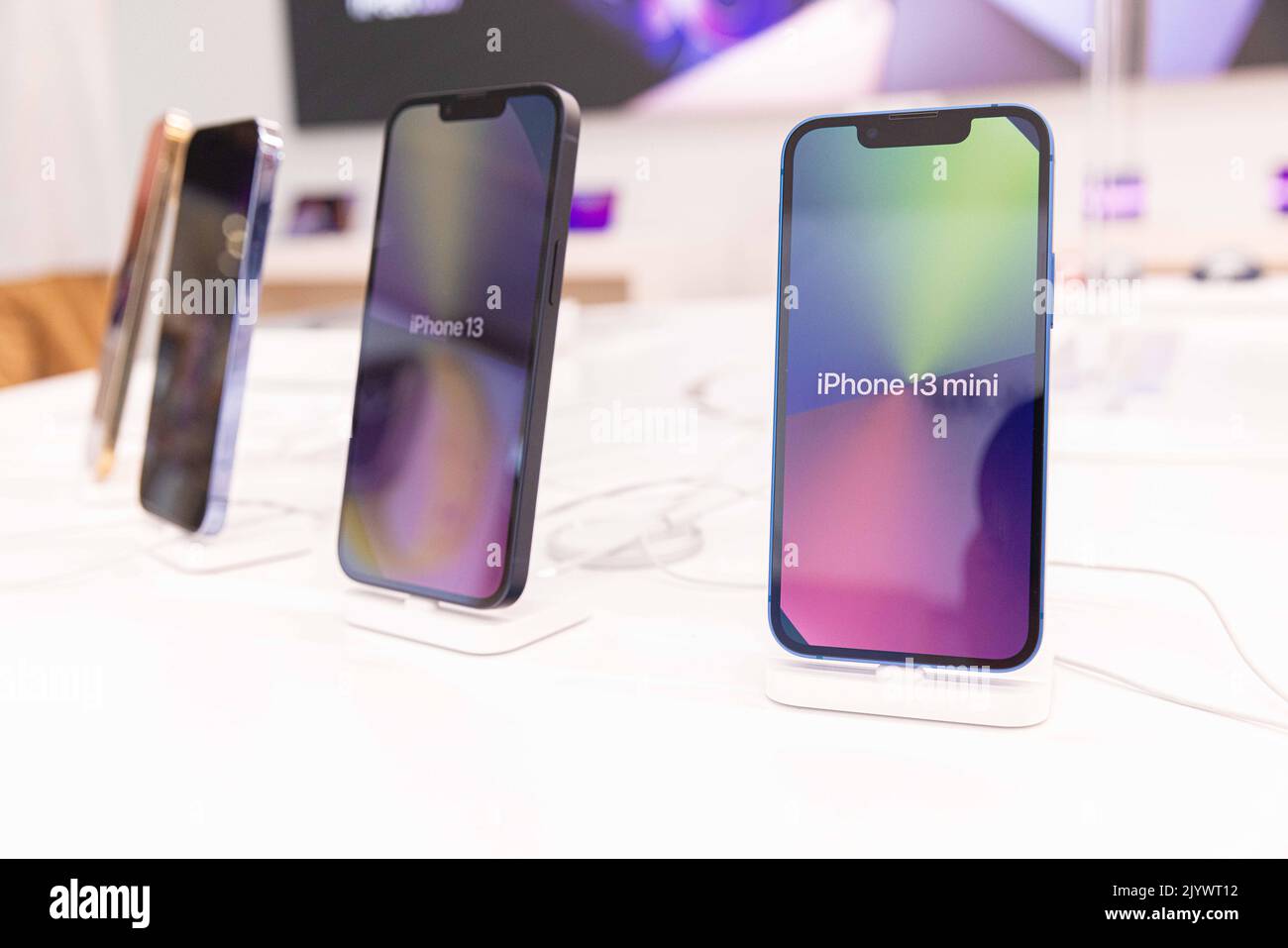 Apple’s iPhone 13 Mini seen on display inside an electronics store in ...