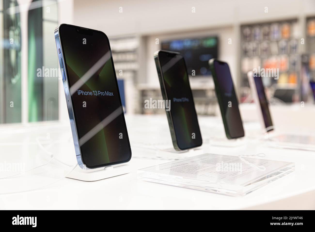 Apple’s iPhone 13 Pro Max seen on display inside an electronics store ...