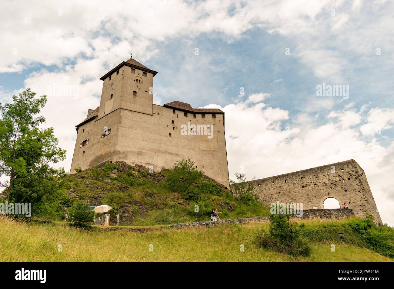 Balzers, Liechtenstein, June 5, 2022 Historic old Gutenberg castle on a ...