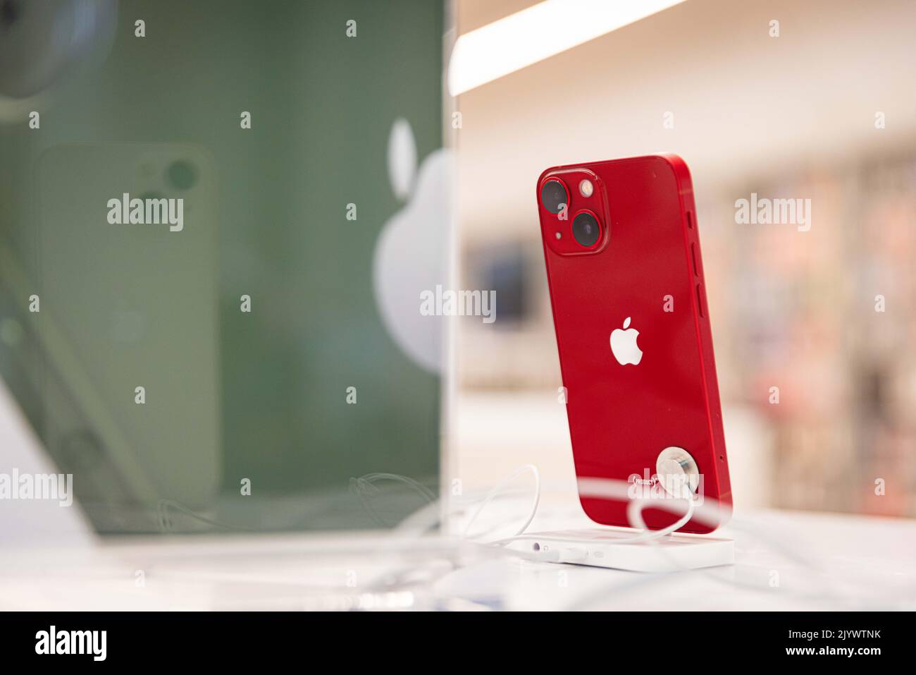 Apple’s iPhone 13 Mini seen on display inside an electronics store in ...