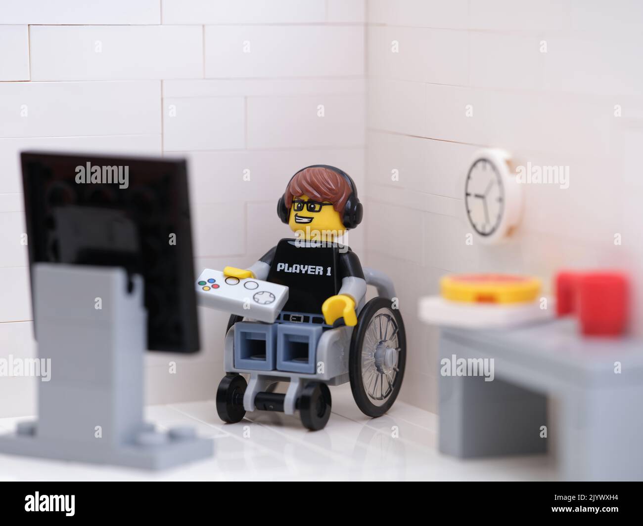 Tambov, Russian Federation - September 6, 2022 A Lego Video Game Guy ...