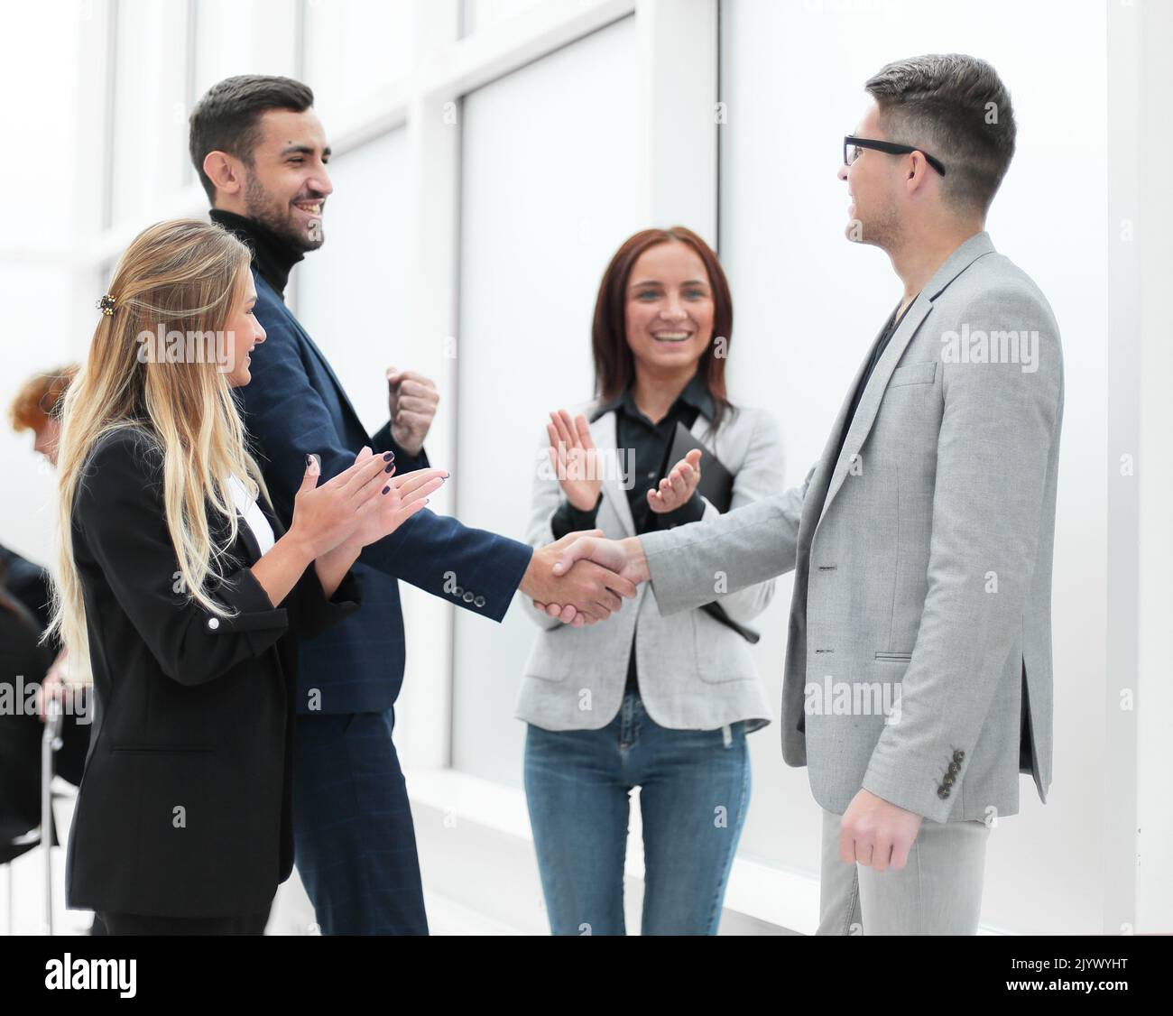 image employees at work in the office of the business center Stock ...