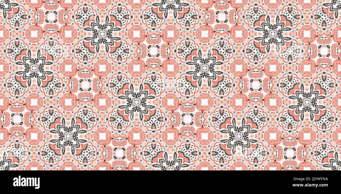 Modern boho geometric floral quilt style seamless border pattern ...