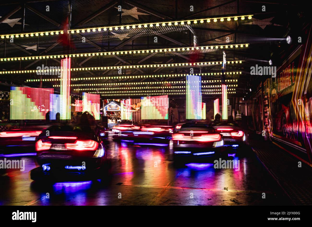 Funky dodgem bumper cars at the annual street fair in St Giles, Oxford ...