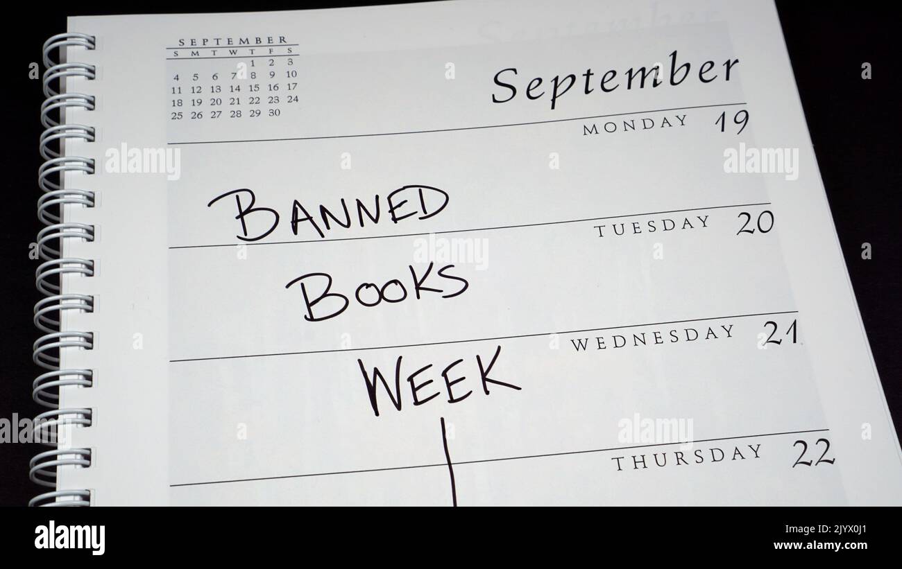 Banned Books Week marked on a calendar in September 2022 Stock Photo ...