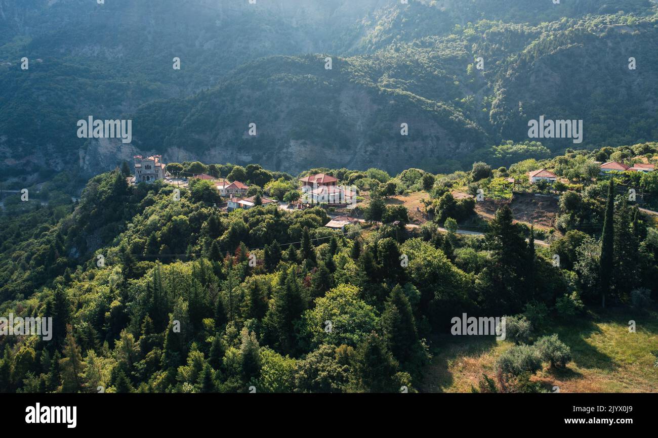 Drone view of Greek village Stock Photo - Alamy