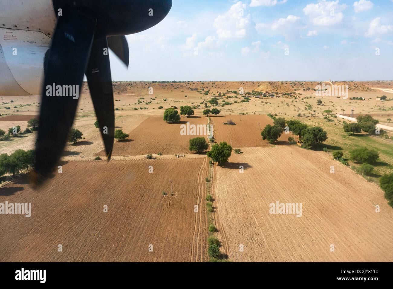 View of beautiful landscape of Thar desert from an aeroplane, Rajasthan ...