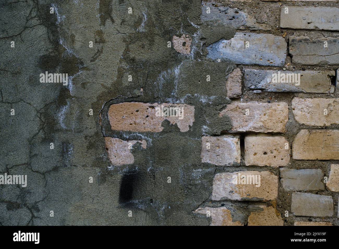 Background and texture brick wall and concrete plaster Stock Photo - Alamy