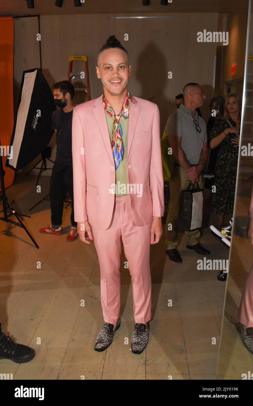 A model is seen on the runway during the Double Take Runway Show in New ...