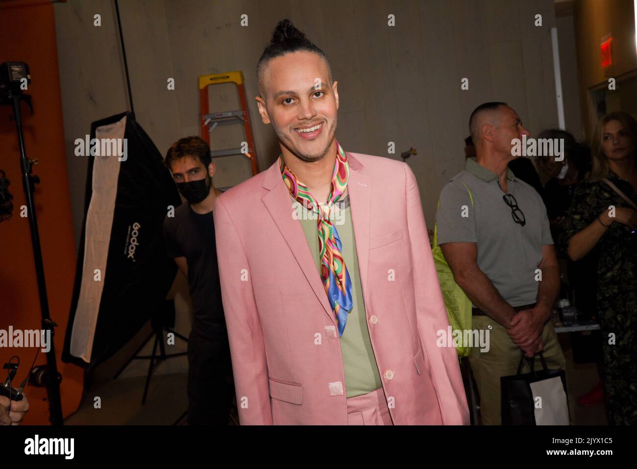 A model is seen on the runway during the Double Take Runway Show in New ...
