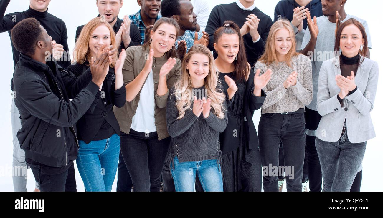 group of happy young people standing together Stock Photo - Alamy