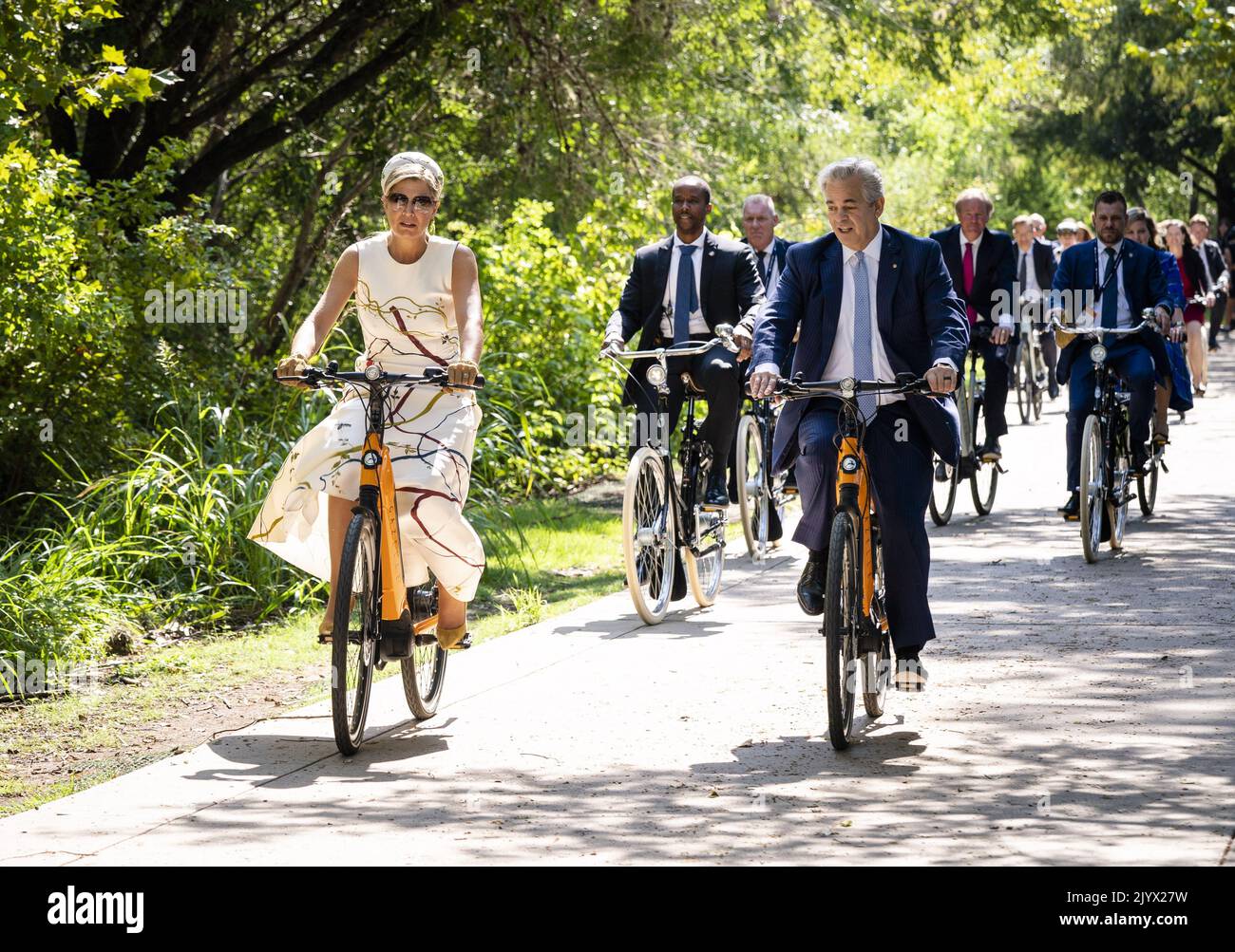2022-09-08 11:00:09 AUSTIN - Queen Maxima goes on a bike ride with ...