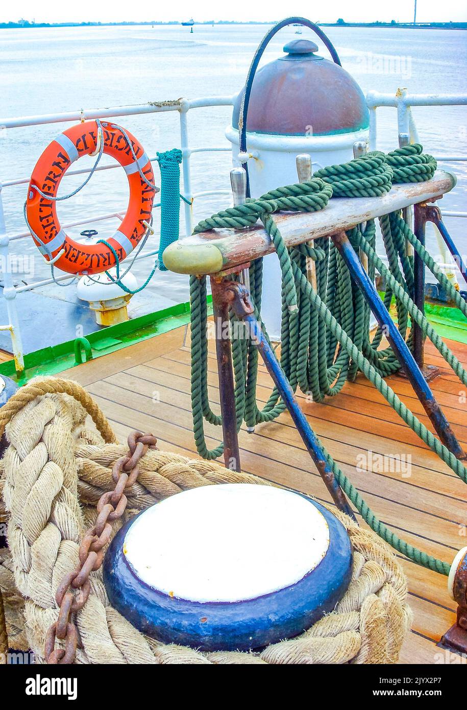 Bremerhaven Germany 02. May 2010 Details equipment anchor dock port ...