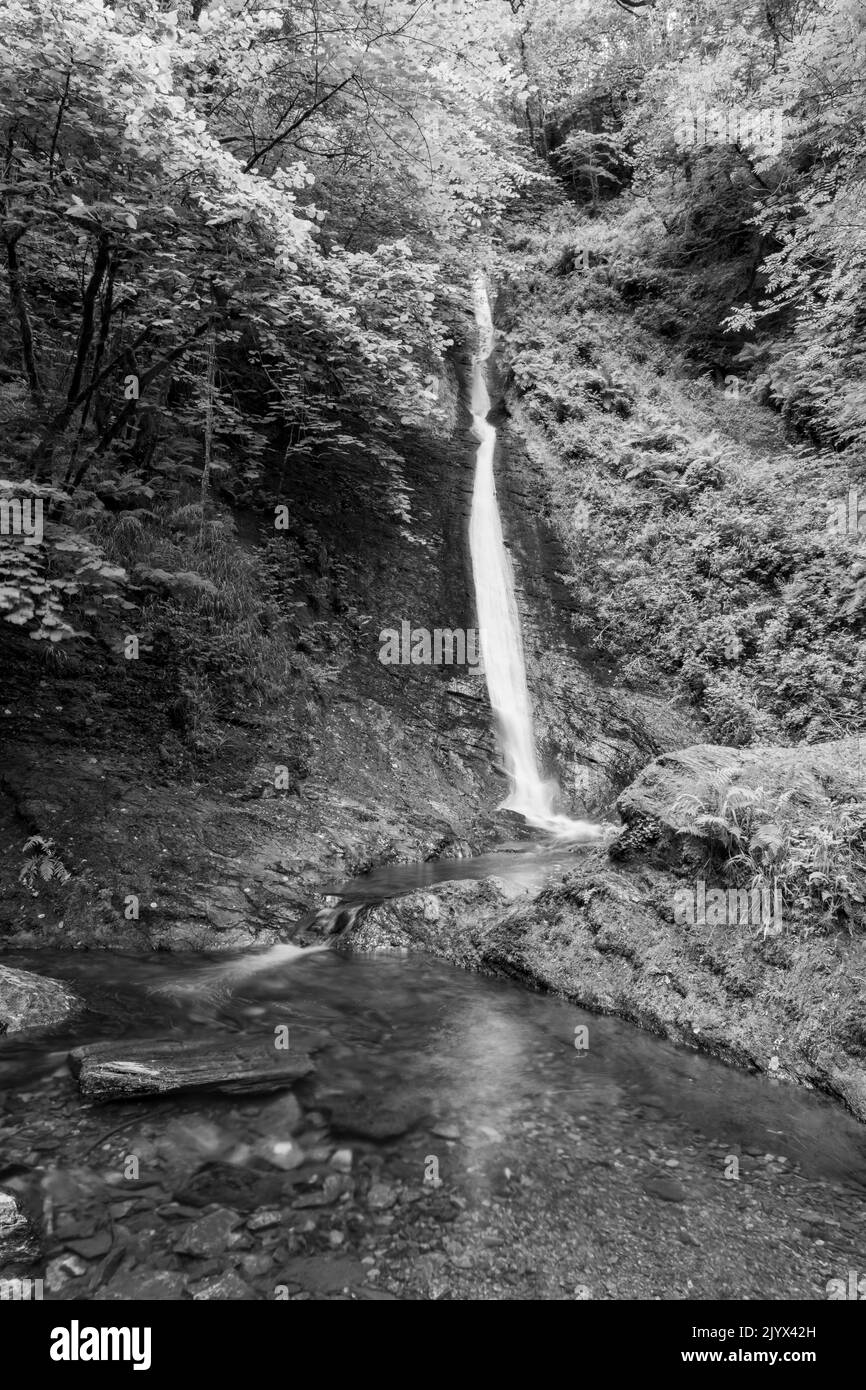 Long exposure of the White Lady waterfall on the river Lyd at Lyford ...