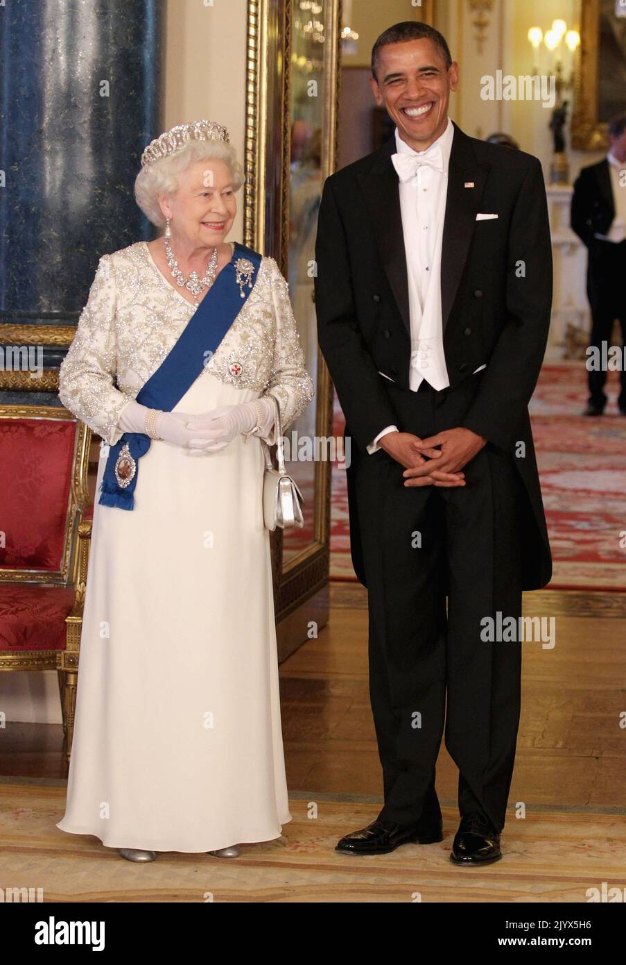 File photo dated 24/05/2011 of Queen Elizabeth II and US President ...