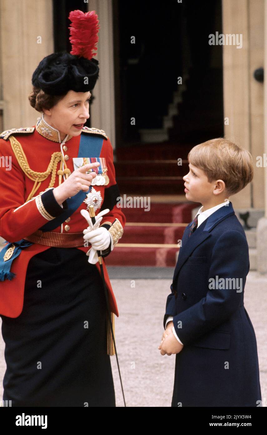 File photo dated 01/06/1972 of Queen Elizabeth II as she explains the details of the Trooping of ...