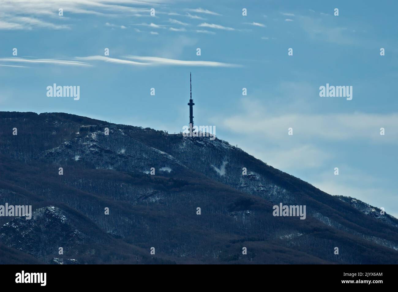 Winter view of the Kopitoto area of Vitosha mountain with the TV tower on the outskirts of Sofia ...