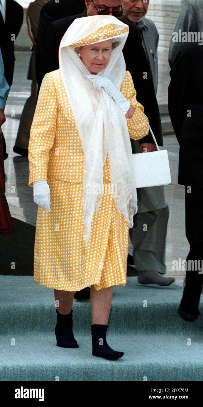 File photo dated 07/10/1997 of Queen Elizabeth II touring the Shah ...