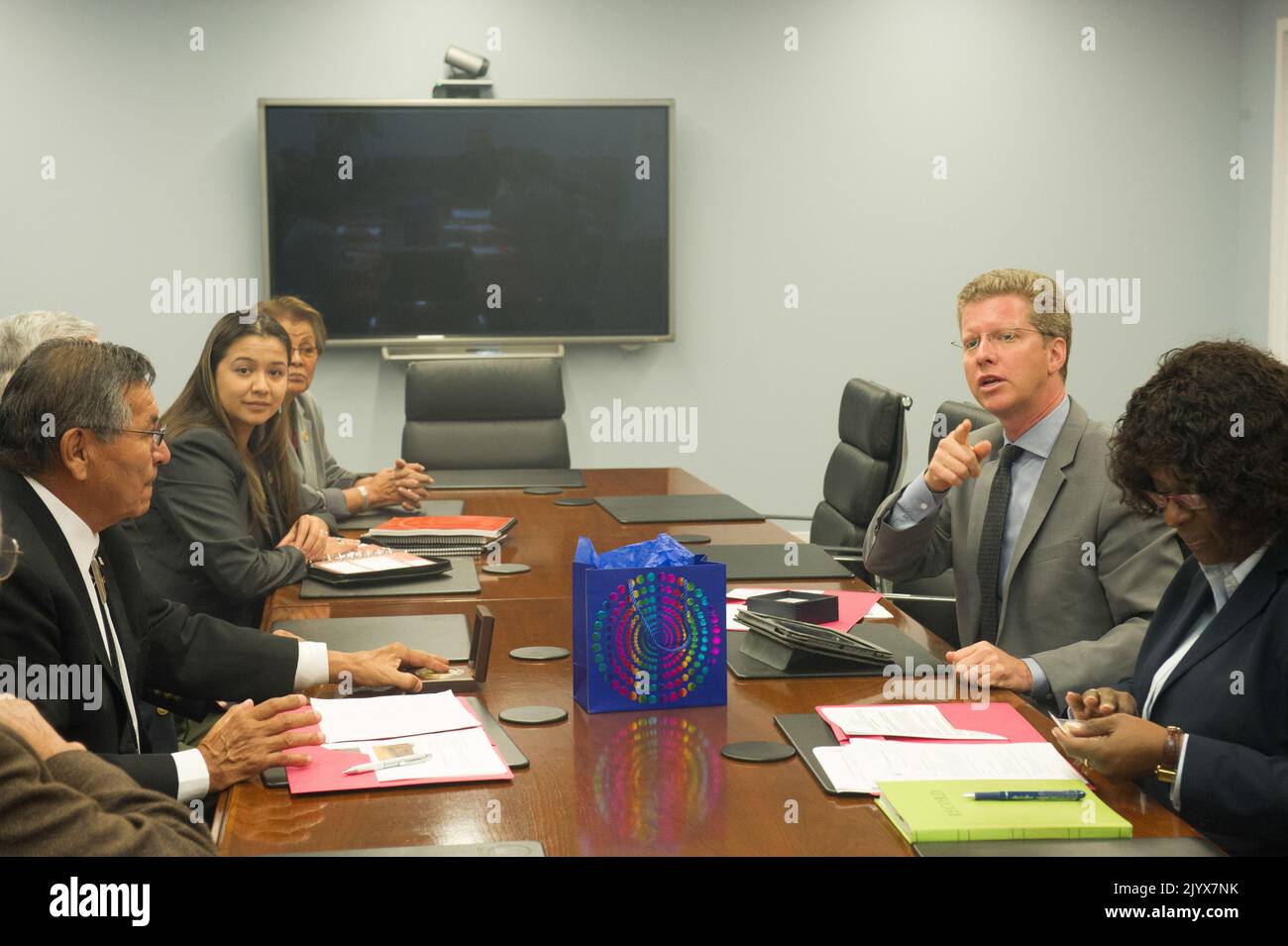 Secretary Shaun Donovan and aides meeting with Navajo Nation President ...