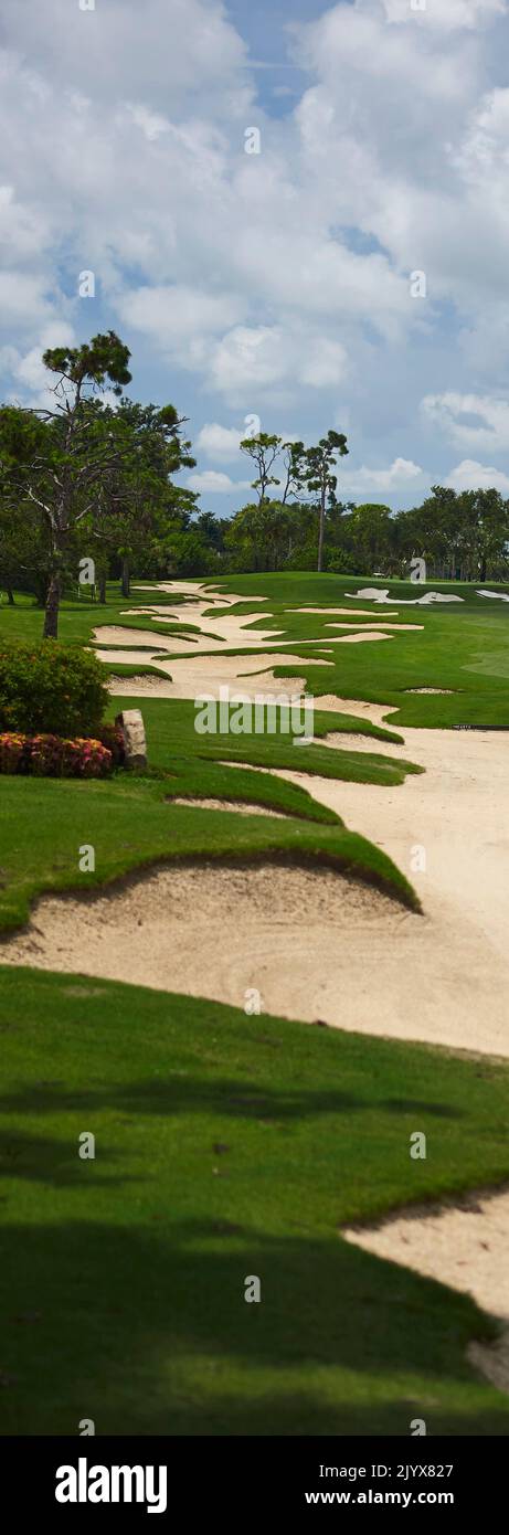 Long sand trap zips and zags through this strong vertical panoramic ...