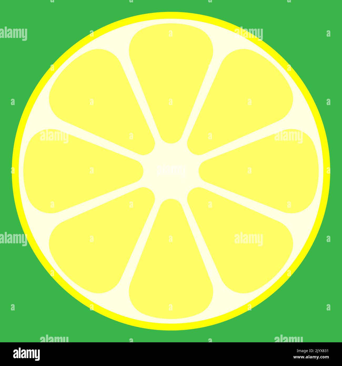 A lemon slice, yellow lemon and green background, citrus, fresh and ...