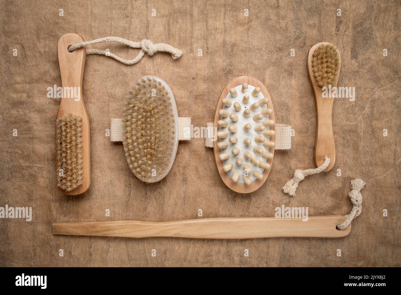 dry brushing and self massage kit with natural boar bristle and a long ...