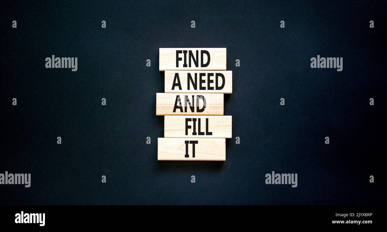 Find a need and fill it symbol. Concept words Find a need and fill it ...