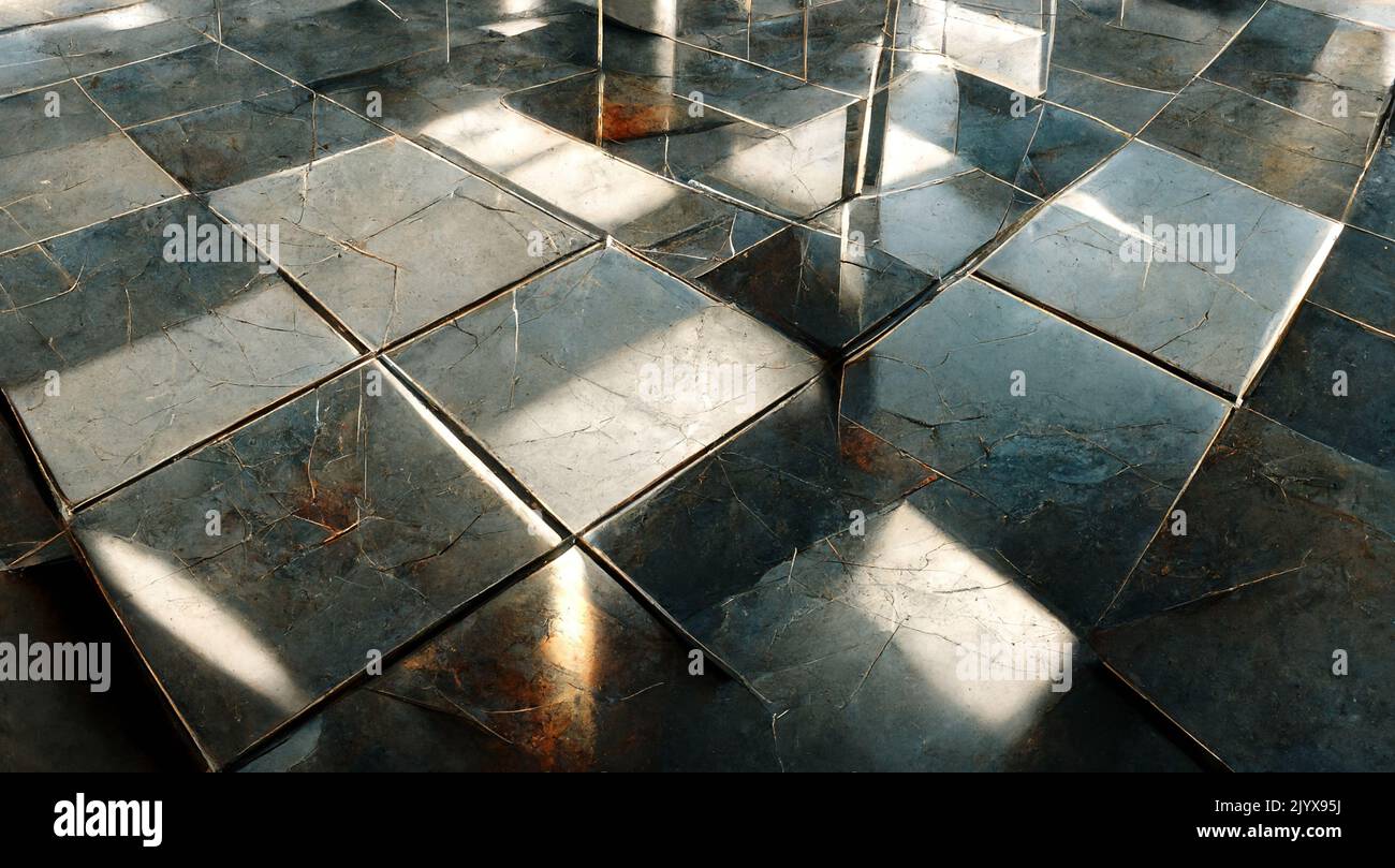 The tile floor of gray marble bricks - Digital Generate Image Stock ...