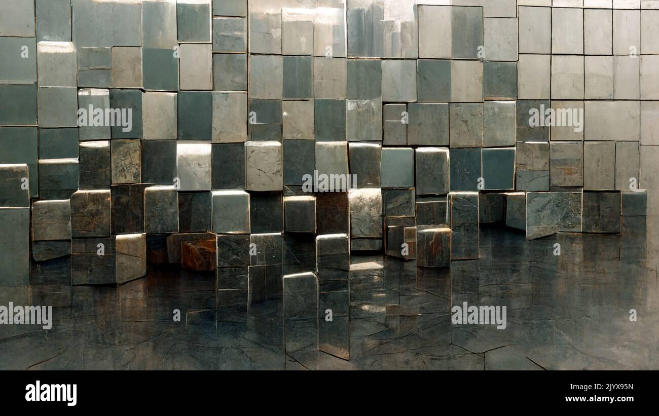 Wall of gray marble bricks - Digital Generate Image Stock Photo - Alamy