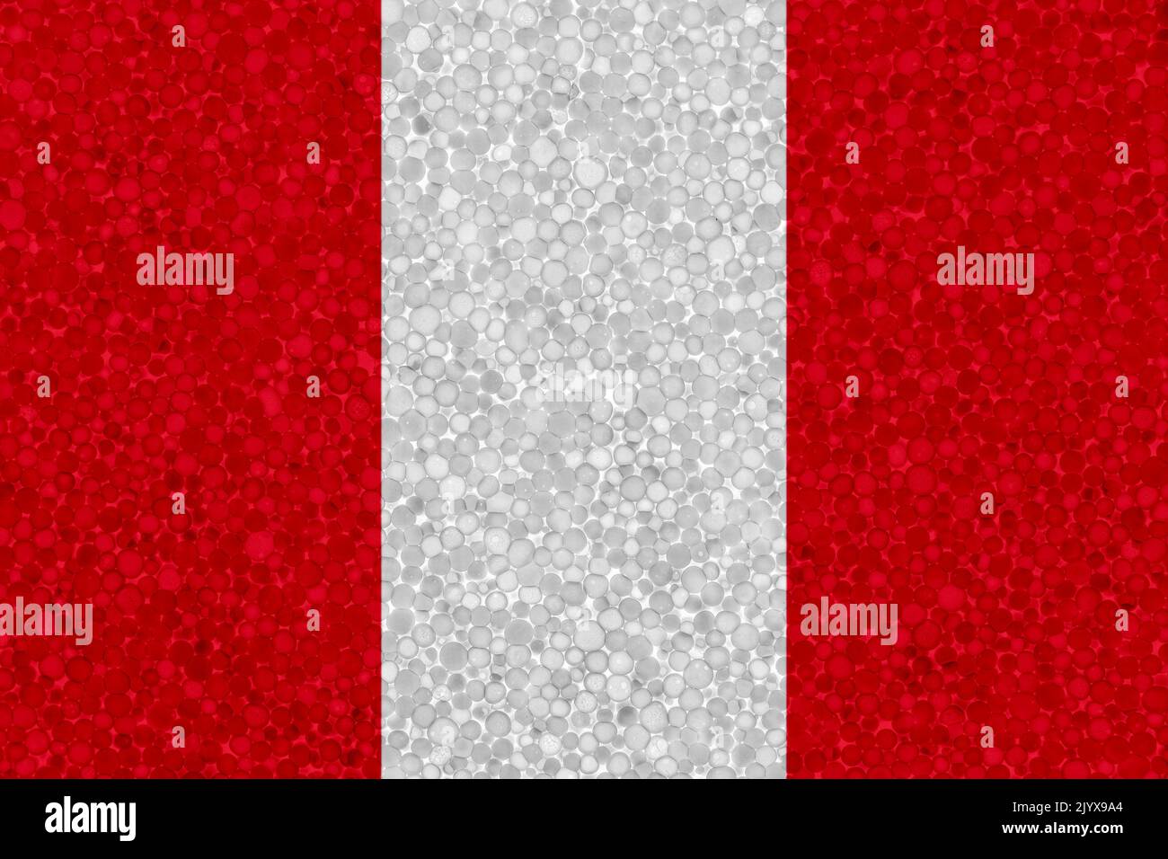 Flag of Peru on styrofoam texture. national flag painted on the surface ...