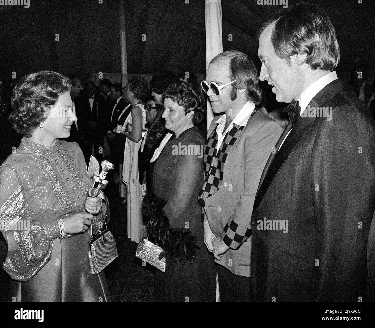 File photo dated 29/5/1977 of bespectacled pop star Elton John and ...