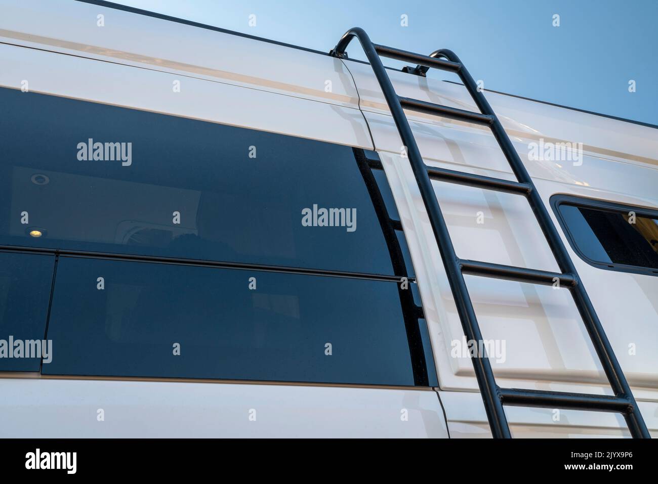 detail of 4x4 camper van with a roof ladder Stock Photo - Alamy