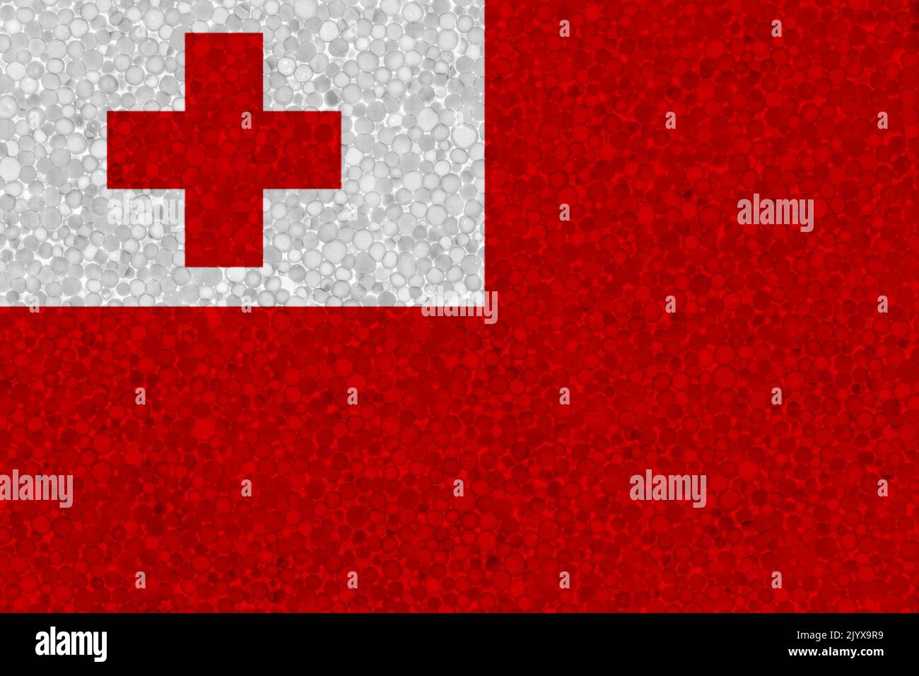 Flag of Tonga on styrofoam texture. national flag painted on the ...