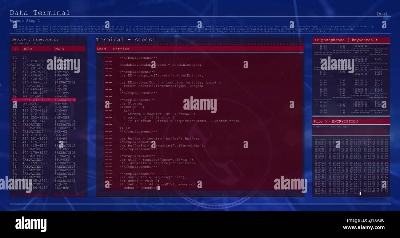 Image Of Digital Interface Screen With Programming Language Moving In