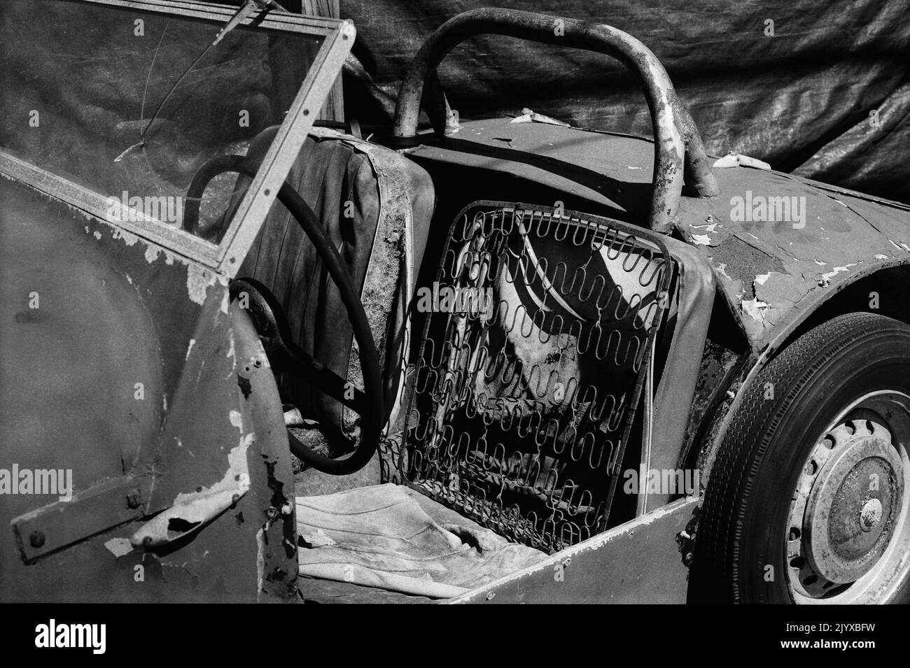 Abandoned vintage kit car or sports car parked in Massachusetts. Image ...
