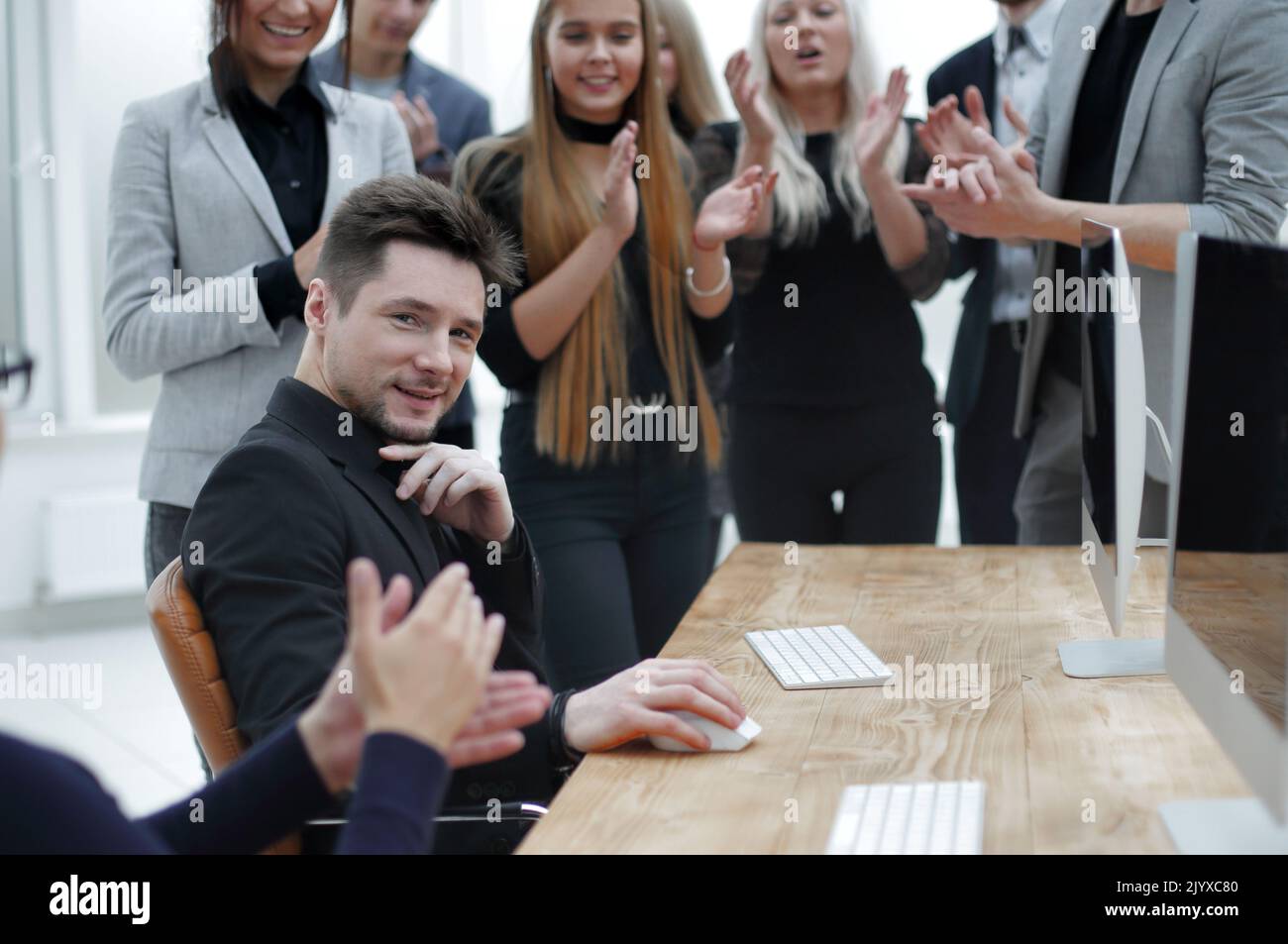 close up. business team applauding their overall success Stock Photo ... close up. business team applauding their overall success Stock Photo ...
