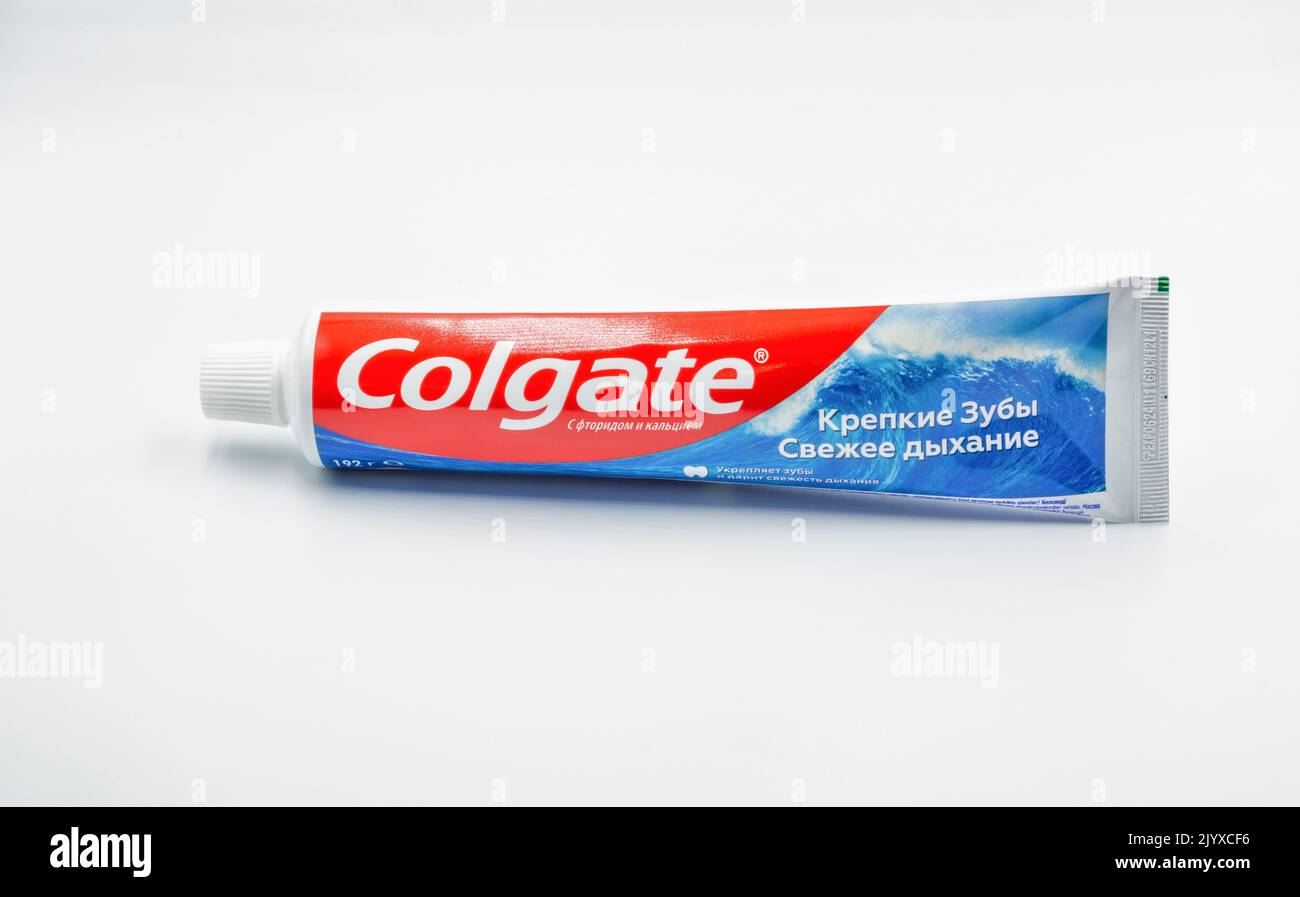 Kyiv, Ukraine - Ocyober 31, 2022: Colgate calcium and fluoride ...