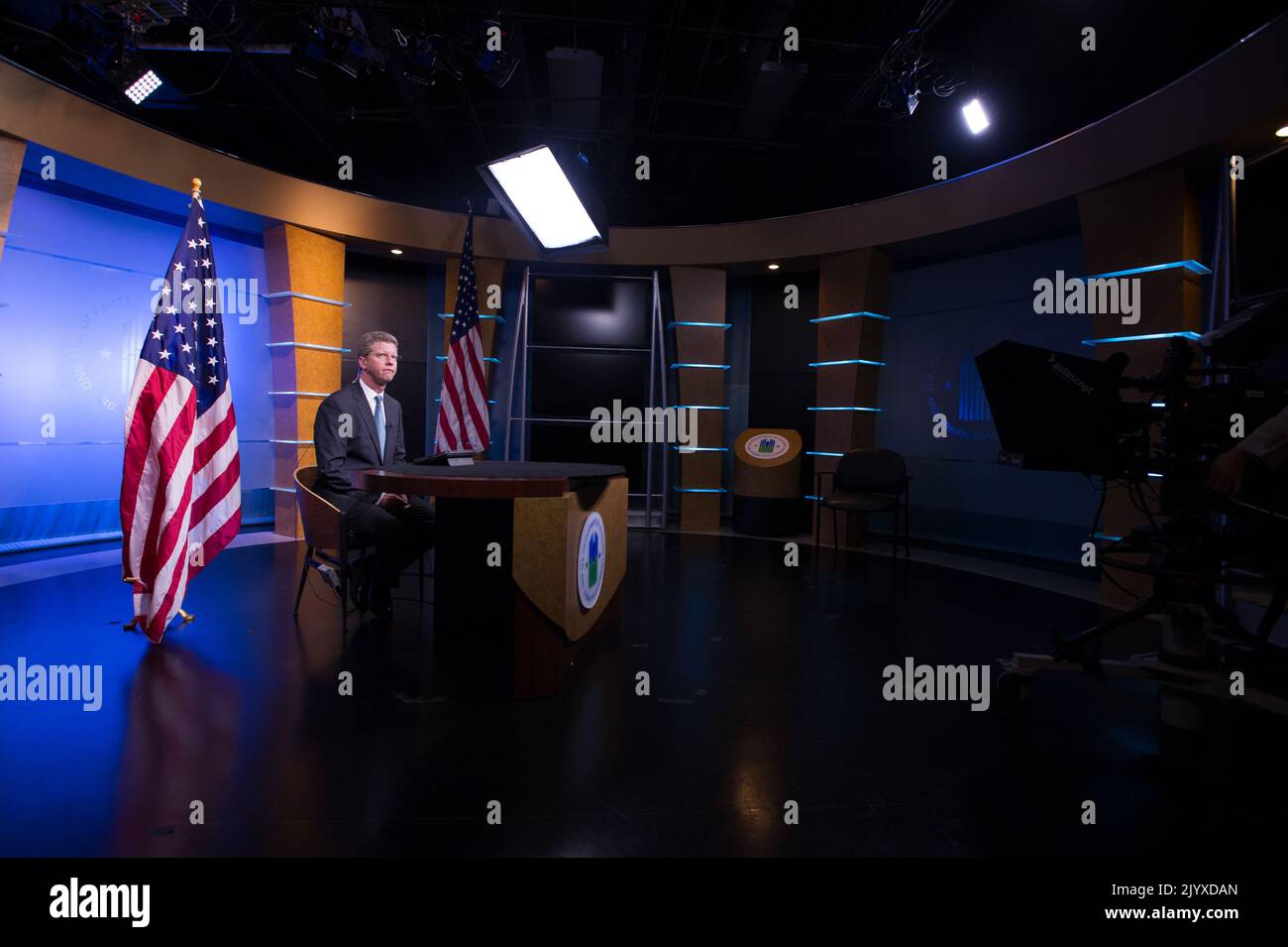 Secretary Shaun Donovan in studio for Bloomberg News broadcast Stock ...