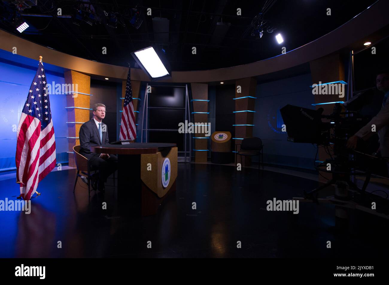 Secretary Shaun Donovan in studio for Bloomberg News broadcast Stock ...