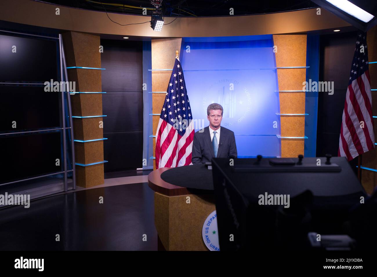 Secretary Shaun Donovan in studio for Bloomberg News broadcast Stock ...
