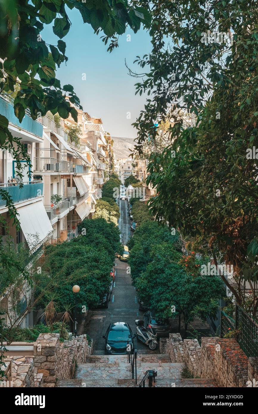 Plaka,an old historical neighbourhood of Athens, clustered around the ...